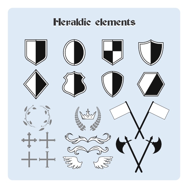 Free Vector | Heraldic elements collection Free Vector | Heraldic elements collection