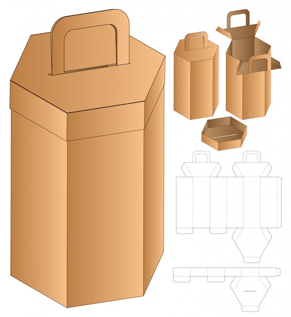 Hexagon shape box packaging die cut template | Premium Vector Hexagon shape box packaging die cut template | Premium Vector