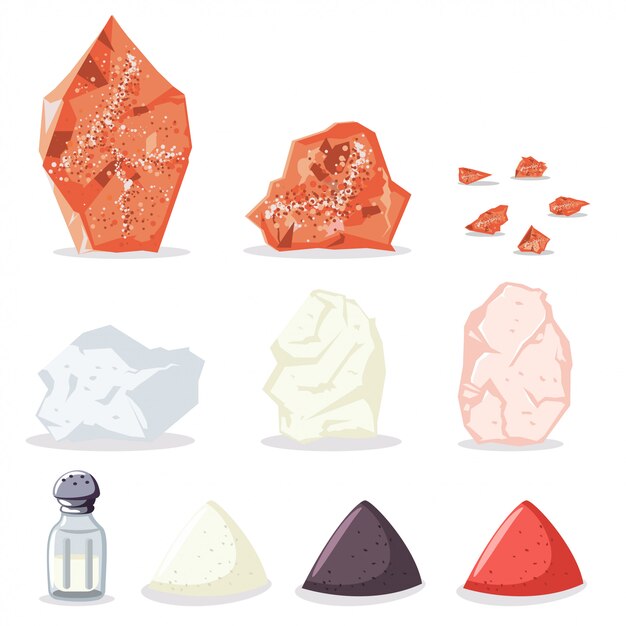 Premium Vector | Himalayan pink and rock salt, sugar, pepper and other ... Premium Vector | Himalayan pink and rock salt, sugar, pepper and other ...