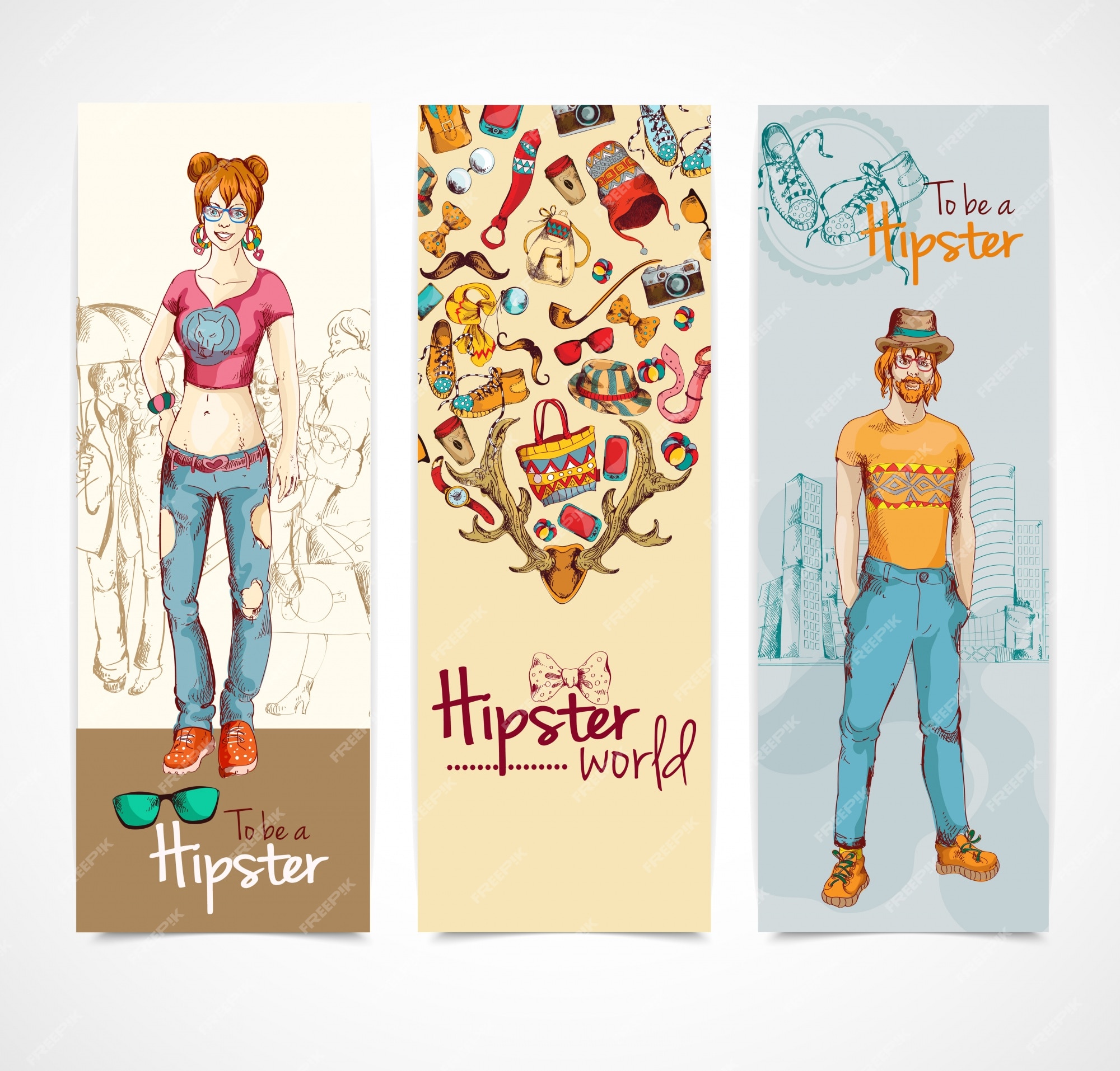 Premium Vector | Hipster banners collection Premium Vector | Hipster banners collection