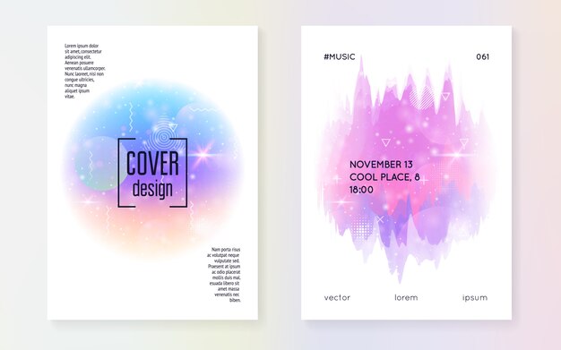 Premium Vector | Holographic cover set Premium Vector | Holographic cover set