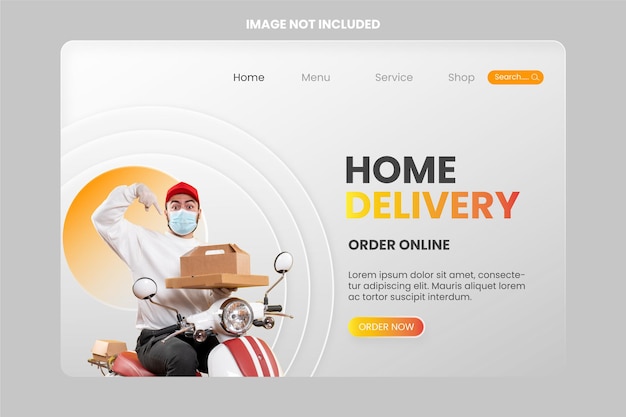 Premium Vector | Home delivery glassmorphism effect landing page template Premium Vector | Home delivery glassmorphism effect landing page template