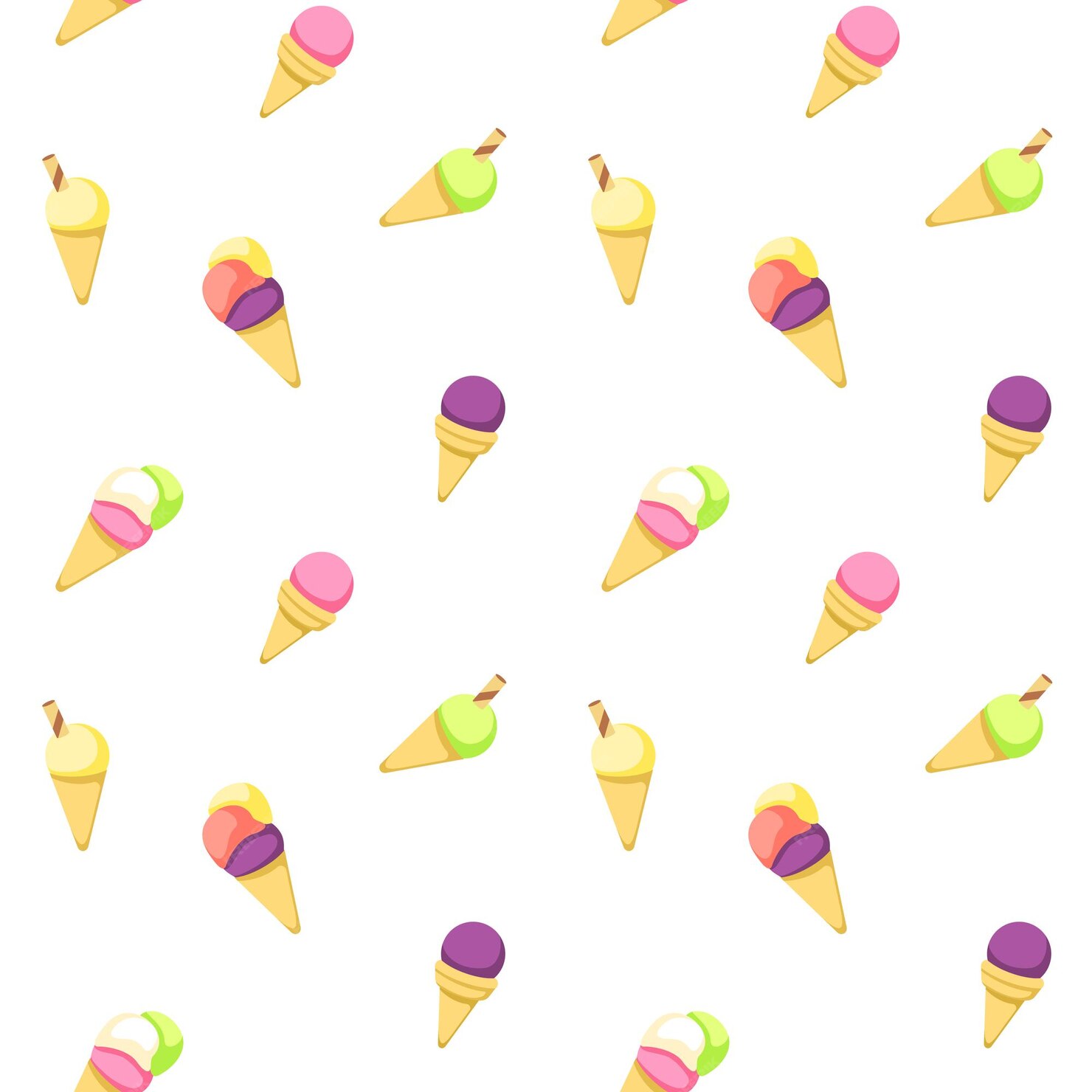 Premium Vector Ice Cream Colorful Seamless Pattern Ice Cream Cones