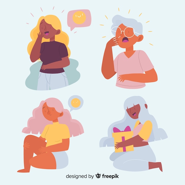 Illustrated set of people emotions Vector | Free Download Illustrated set of people emotions Vector | Free Download