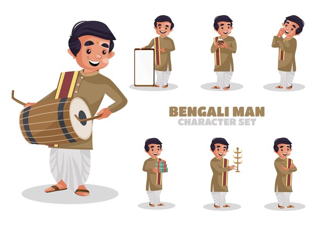 Premium Vector | Illustration of bengali man character set Premium Vector | Illustration of bengali man character set