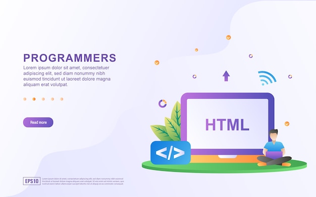 Premium Vector | Illustration concept of programmers with the html ...