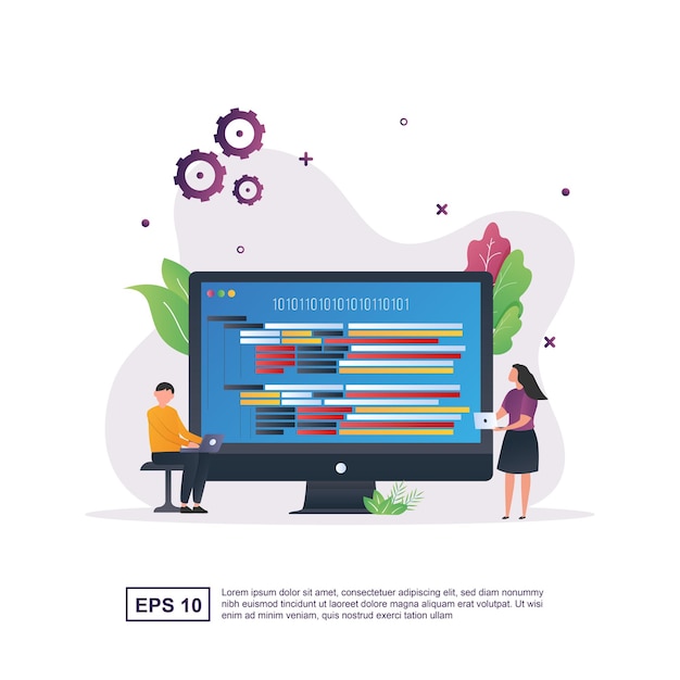 Premium Vector | Illustration concept of programming with the ...