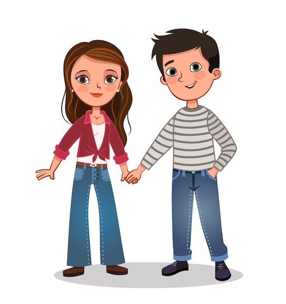 Premium Vector Illustration Of A Cute Couple Holding Hands