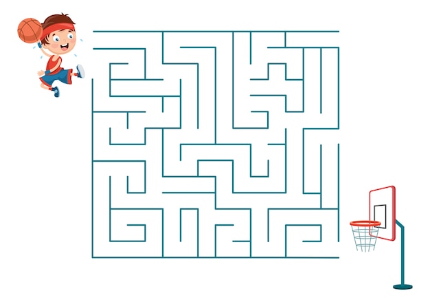 Premium Vector | Illustration of kids playing basketball maze Premium Vector | Illustration of kids playing basketball maze