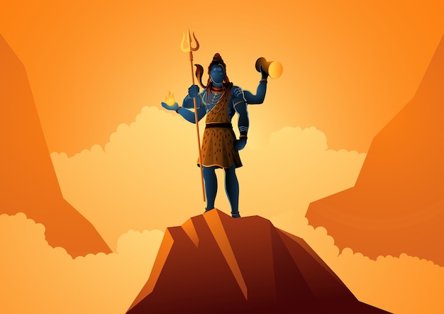 Premium Vector | Illustration of lord shiva standing on mountain ... Premium Vector | Illustration of lord shiva standing on mountain ...