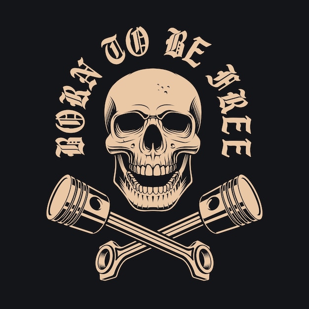 Premium Vector | Illustration of skull with crossed pistons on the dark ... Premium Vector | Illustration of skull with crossed pistons on the dark ...