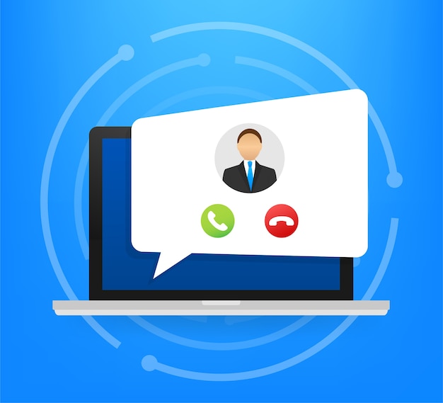 Premium Vector | Incoming video call on laptop Premium Vector | Incoming video call on laptop