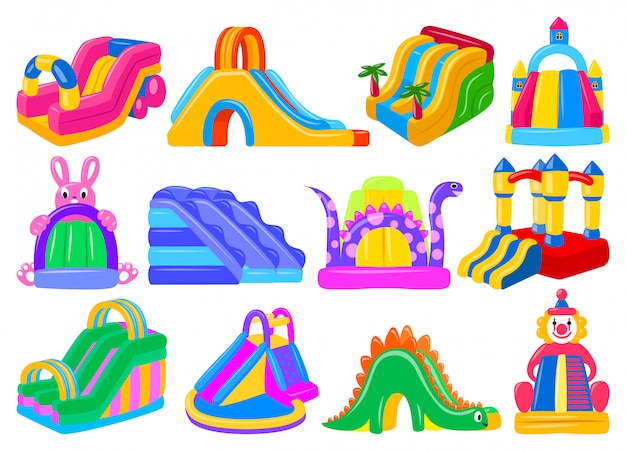 Premium Vector | Inflatable castle isolated cartoon set icon ... Premium Vector | Inflatable castle isolated cartoon set icon ...