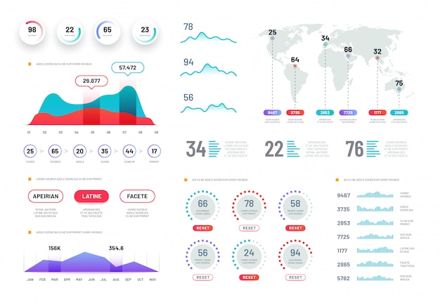 Infographic Dashboard Templates Set Premium Vector