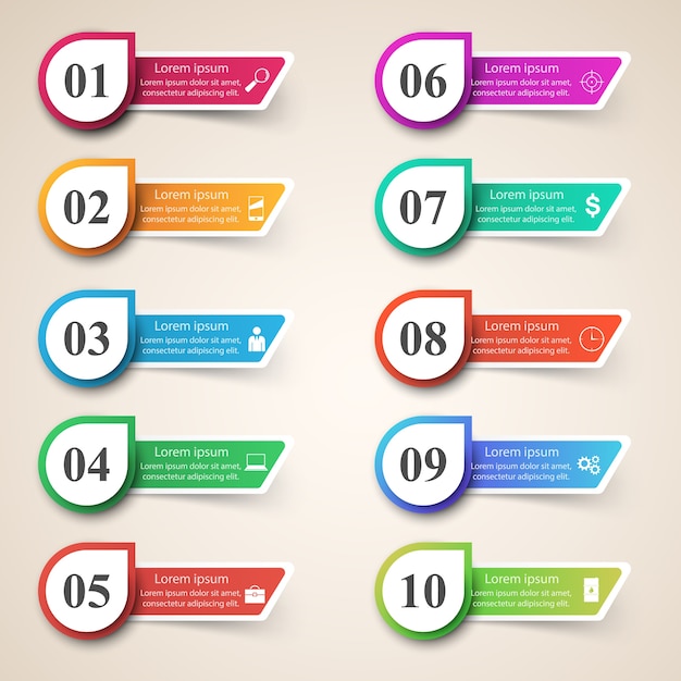 Premium Vector | Infographic design. list of 10 items. Premium Vector | Infographic design. list of 10 items.