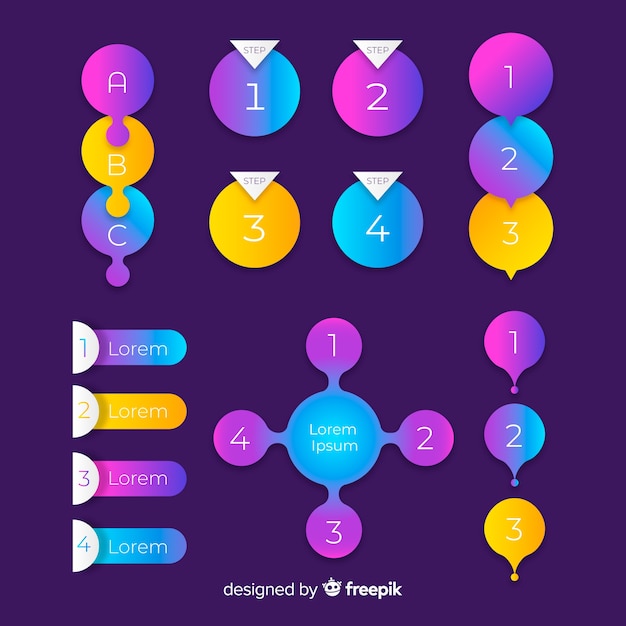 Free Vector | Infographic gradient element set Free Vector | Infographic gradient element set