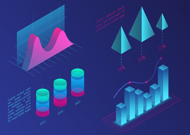 Premium Vector | Infographic isometric graph elements. data and ...