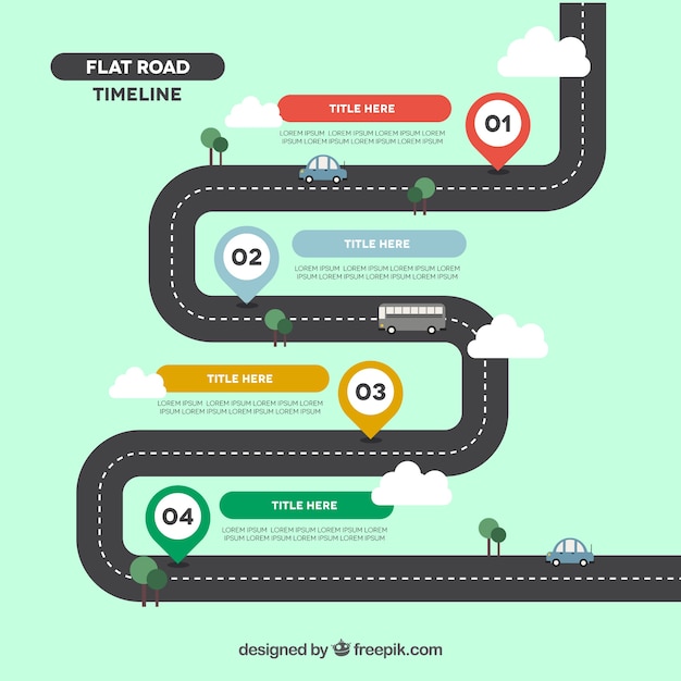 Free Vector | Infographic timeline concept with road Free Vector | Infographic timeline concept with road