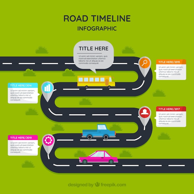 Free Vector | Infographic timeline concept with road Free Vector | Infographic timeline concept with road