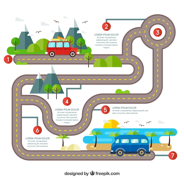 Free Vector | Infographic timeline with road concept Free Vector | Infographic timeline with road concept