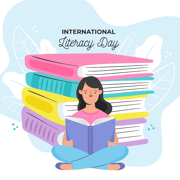 Free Vector | International literacy day drawing Free Vector | International literacy day drawing