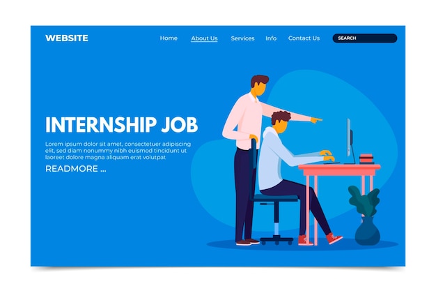Premium Vector | Internship job homepage template Premium Vector | Internship job homepage template