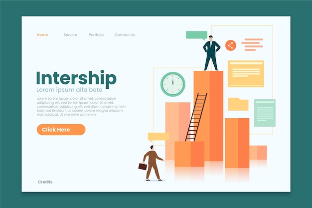Premium Vector | Internship job landing page template Premium Vector | Internship job landing page template