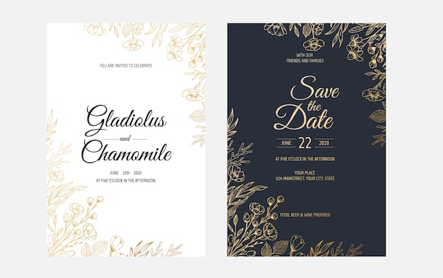 Premium Vector | Invitation with gold floral elements. luxury ornament ... Premium Vector | Invitation with gold floral elements. luxury ornament ...