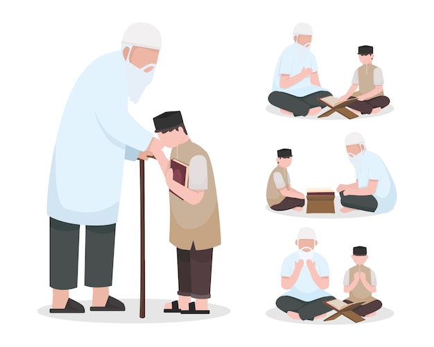 Premium Vector Islamic People Character Collection With Old Man Or