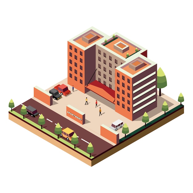 Premium Vector | Isometric apartment building on white Premium Vector | Isometric apartment building on white