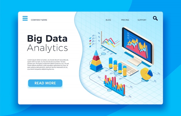 Premium Vector Isometric Big Data Analytics Analytical Infographic Statistic Dashboard 3d
