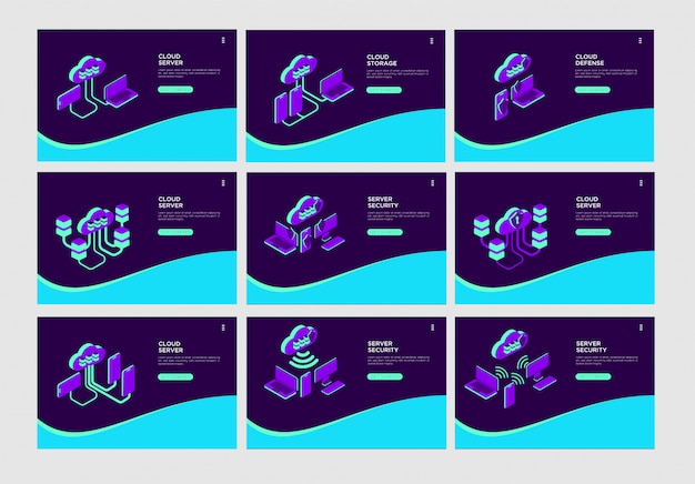 Premium Vector | Isometric cloud computing web templates Premium Vector | Isometric cloud computing web templates