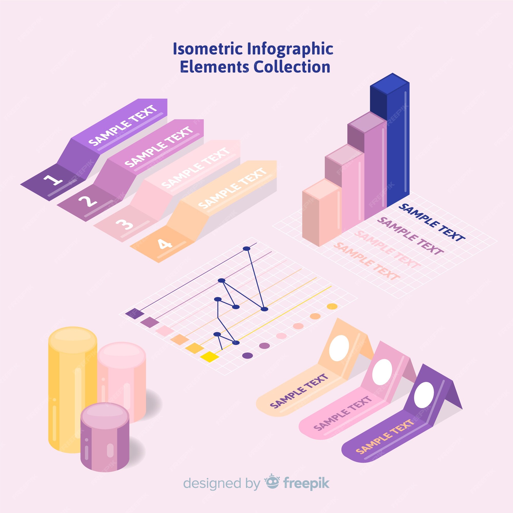 Free Vector | Isometric collection of infographic elements Free Vector | Isometric collection of infographic elements