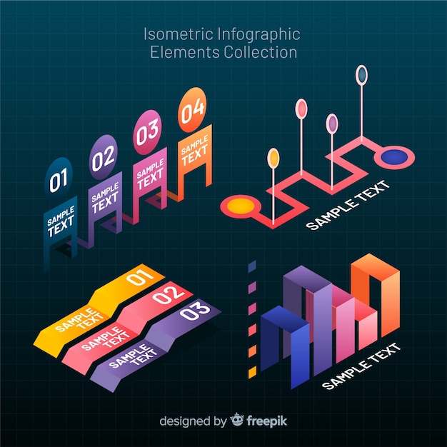 Free Vector | Isometric collection of infographic elements Free Vector | Isometric collection of infographic elements