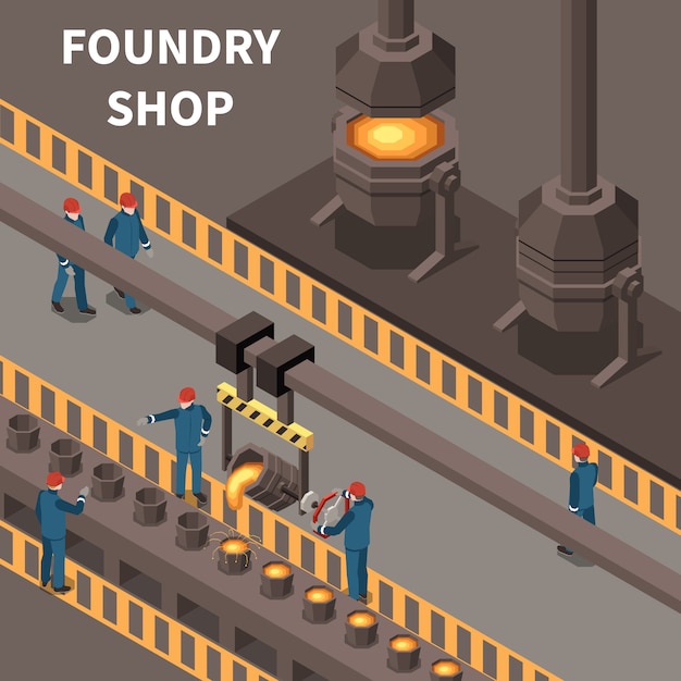Free Vector | Isometric composition with foundry workers and metal ... Free Vector | Isometric composition with foundry workers and metal ...