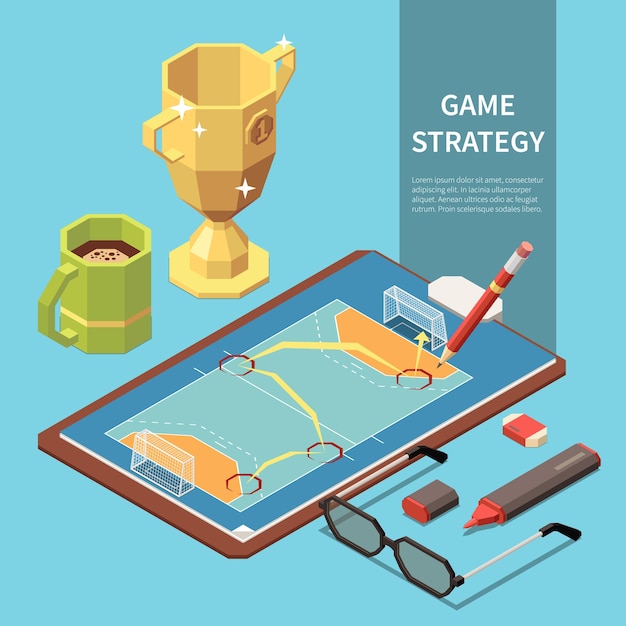 Free Vector | Isometric composition with game strategy drawn on paper ... Free Vector | Isometric composition with game strategy drawn on paper ...