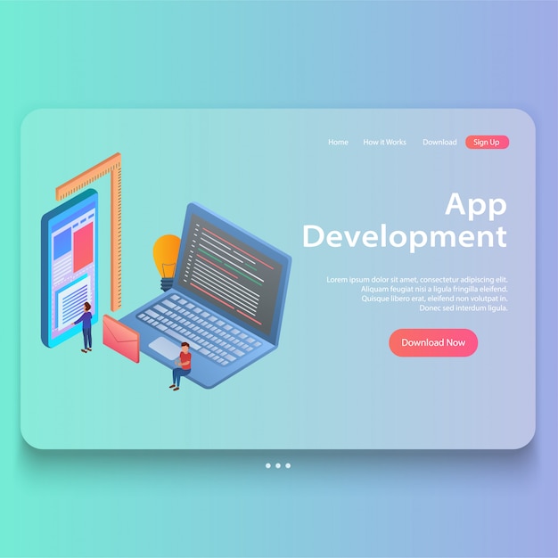 Premium Vector | Isometric concept of mobile app development Premium Vector | Isometric concept of mobile app development