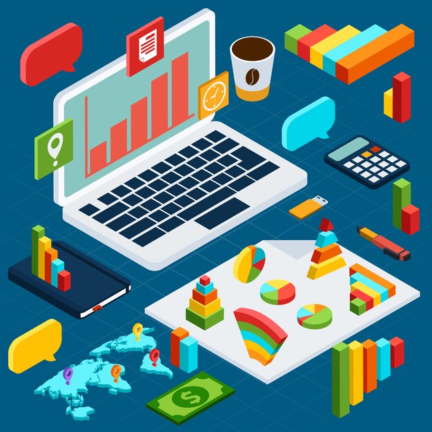 Premium Vector Isometric Data Analysis Infographic