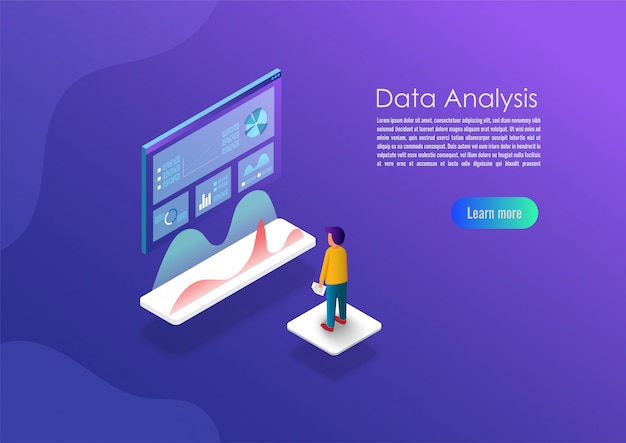 Premium Vector | Isometric data analytics concept banner. Premium Vector | Isometric data analytics concept banner.