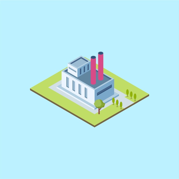 Premium Vector | Isometric factory building Premium Vector | Isometric factory building