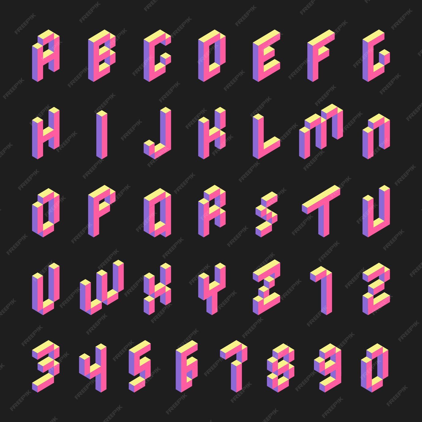 Premium Vector | Isometric font Premium Vector | Isometric font