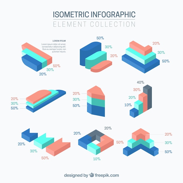 Free Vector | Isometric graph collection Free Vector | Isometric graph collection