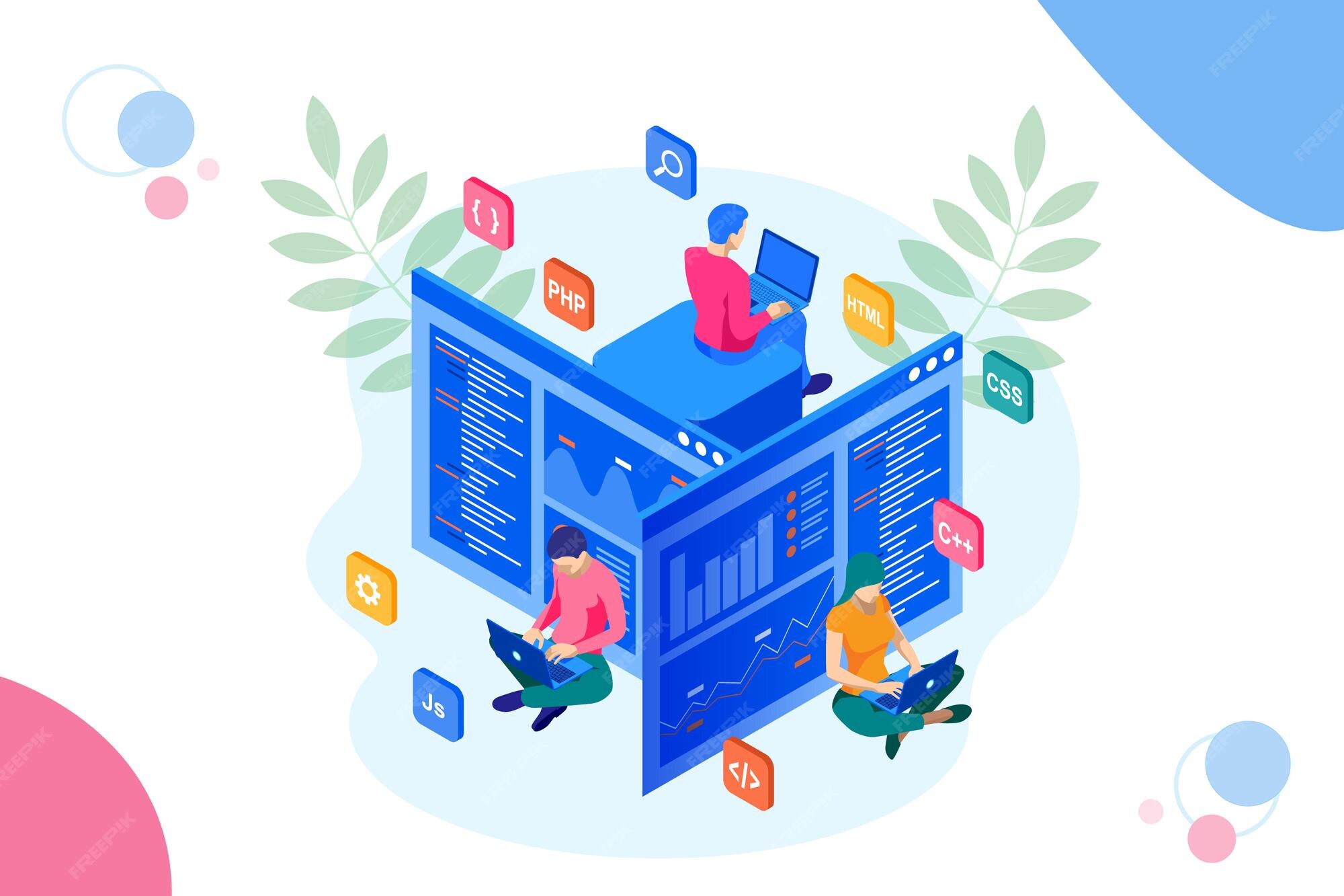 Premium Vector Isometric Programmer Coding New Project Web Development And Programming Skills