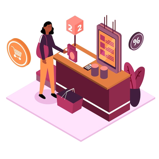 Free Vector | Isometric self-service cashier Free Vector | Isometric self-service cashier