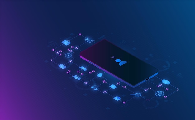 Premium Vector | Isometric smartphone personal information futuristic ... Premium Vector | Isometric smartphone personal information futuristic ...