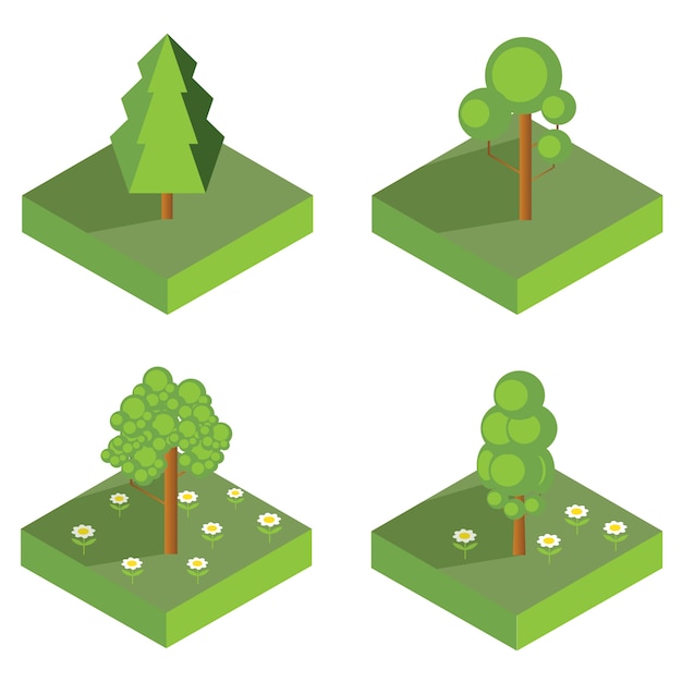 Premium Vector | Isometric tree set Premium Vector | Isometric tree set