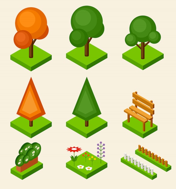 Isometric tree set | Premium Vector Isometric tree set | Premium Vector