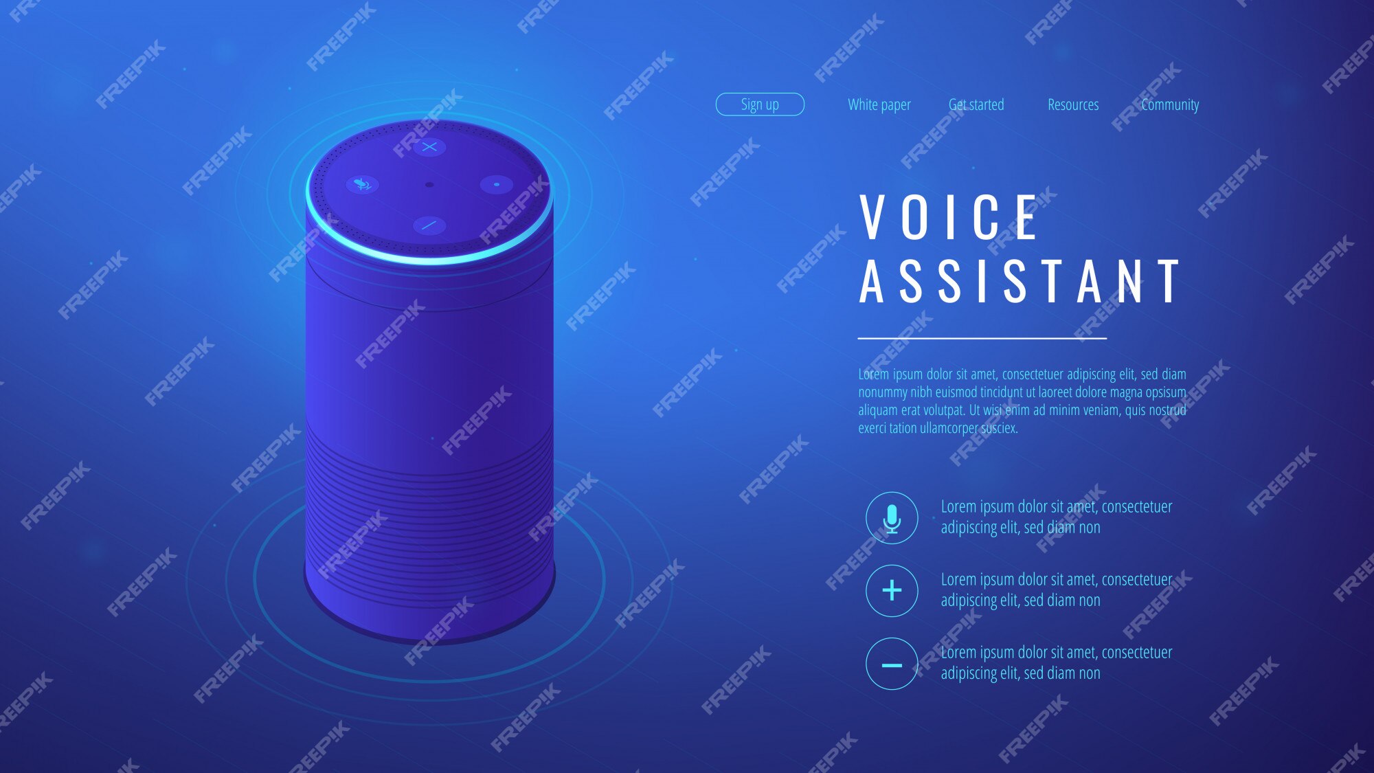 Premium Vector Isometric Voice Assistant Landing Page