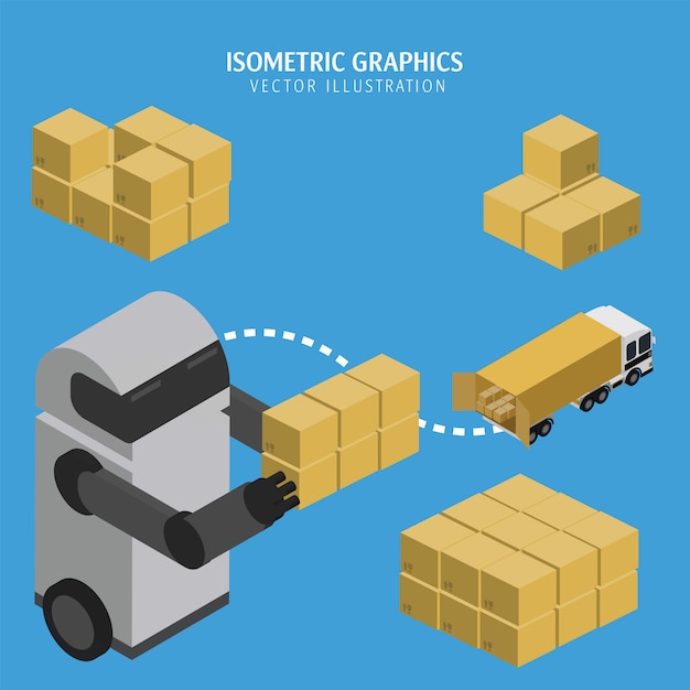 Premium Vector | Isometric warehouse process steps Premium Vector | Isometric warehouse process steps