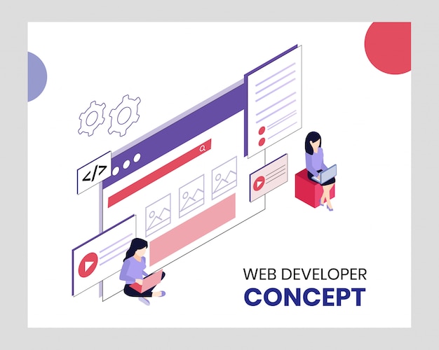 Premium Vector | Isometric web developer concept Premium Vector | Isometric web developer concept